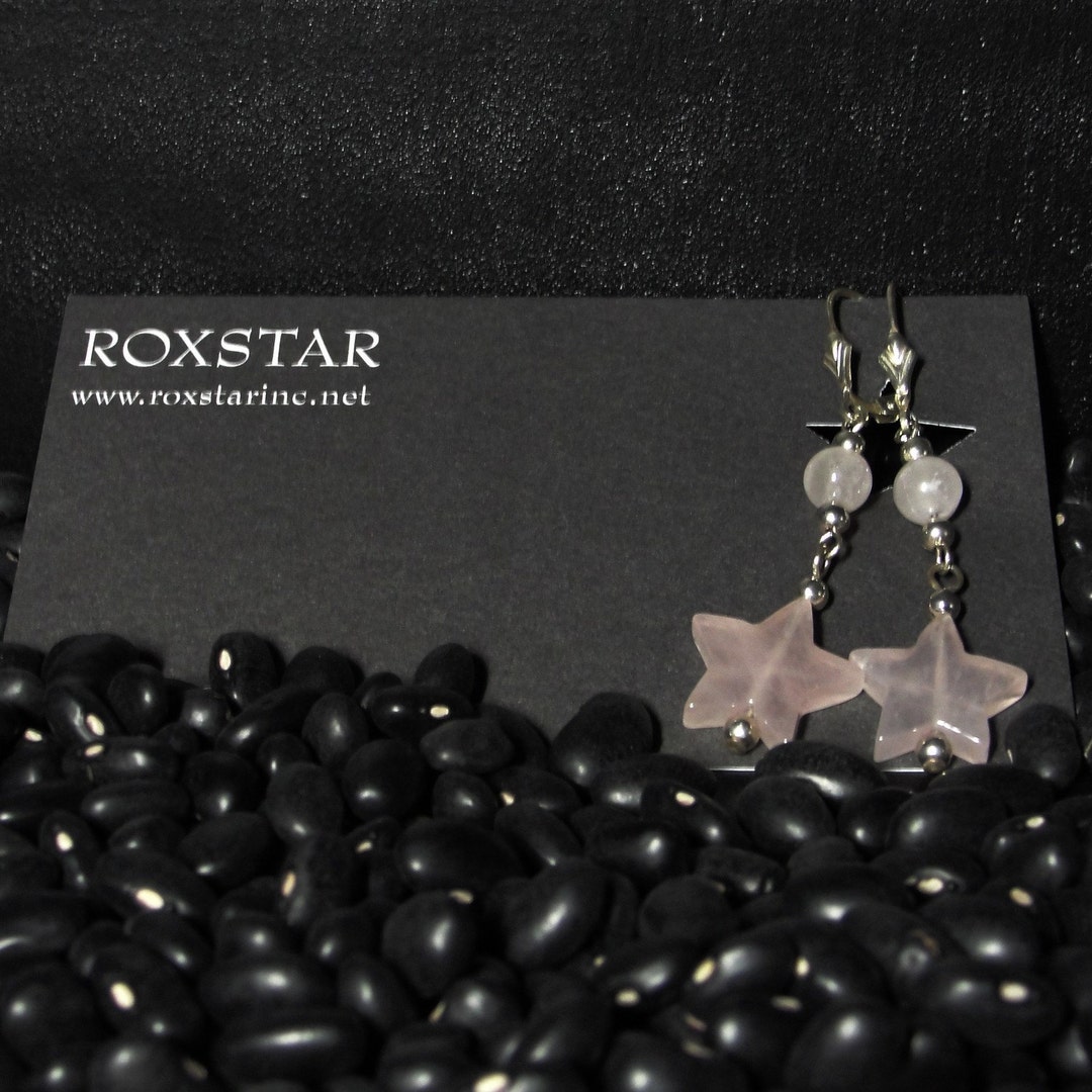 Rose Quartz Star Sterling Silver Earrings - Etsy
