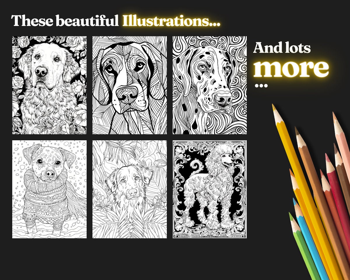 Dog Coloring Book - 50 Dog Coloring Pages for Adults & Teens ...