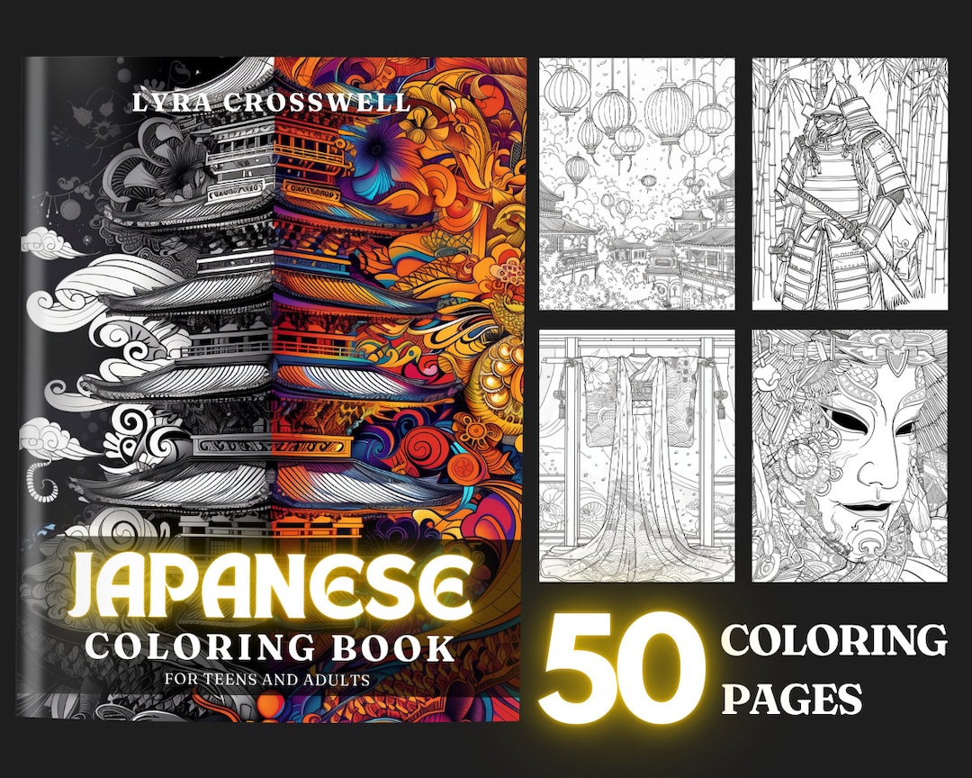 Japanese Coloring Book - 50 Japanese Coloring Pages for Adults & Teens ...