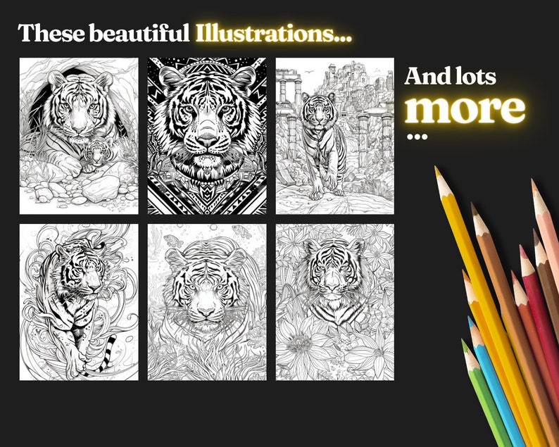 Tigers Coloring Book 50 Tiger Coloring Pages for Adults & Teens ...