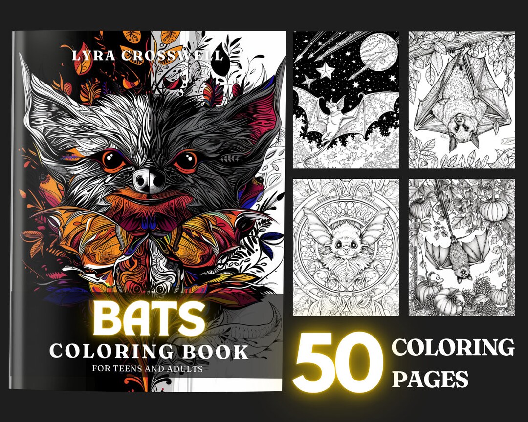 Bat Coloring Book: 50 Detailed Pages for Adults & Teens (PDF Download ...