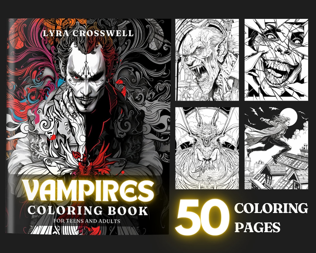 Vampire Coloring Book - 50 Vampires Coloring Pages for Adults & Teens ...