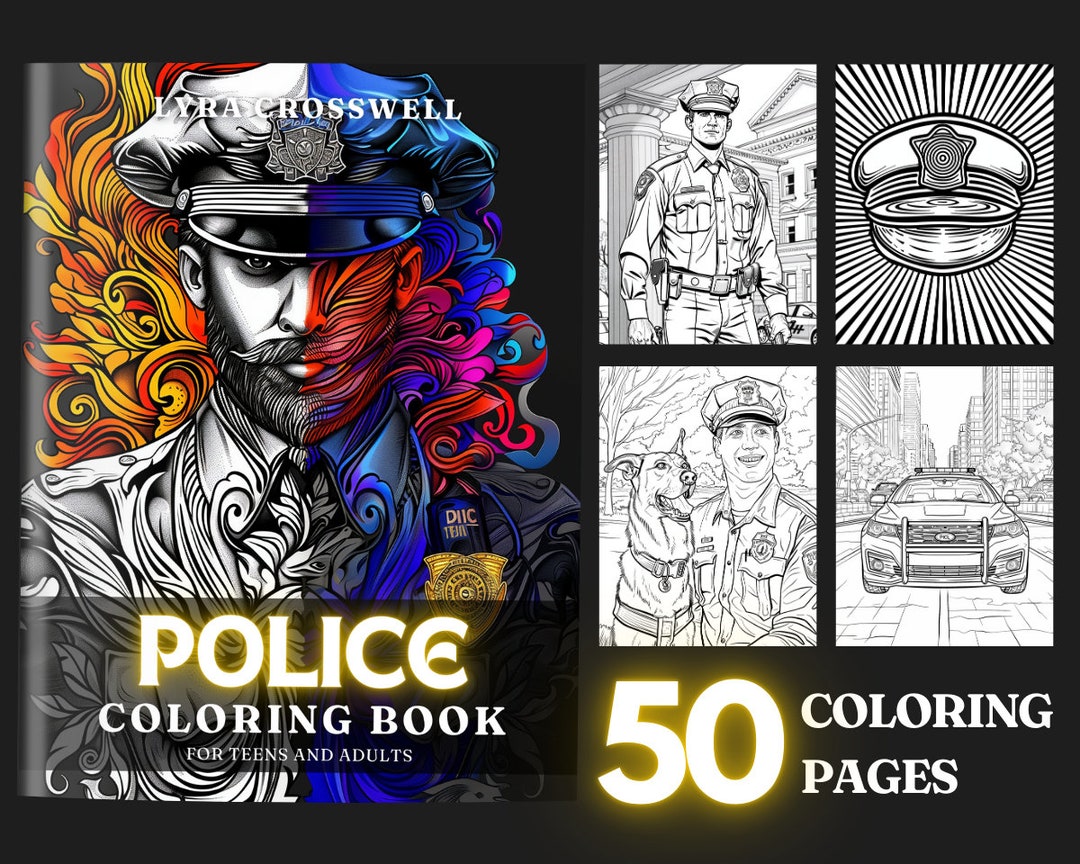 Police Coloring Book - 50 Police Coloring Pages for Adults and Teens ...
