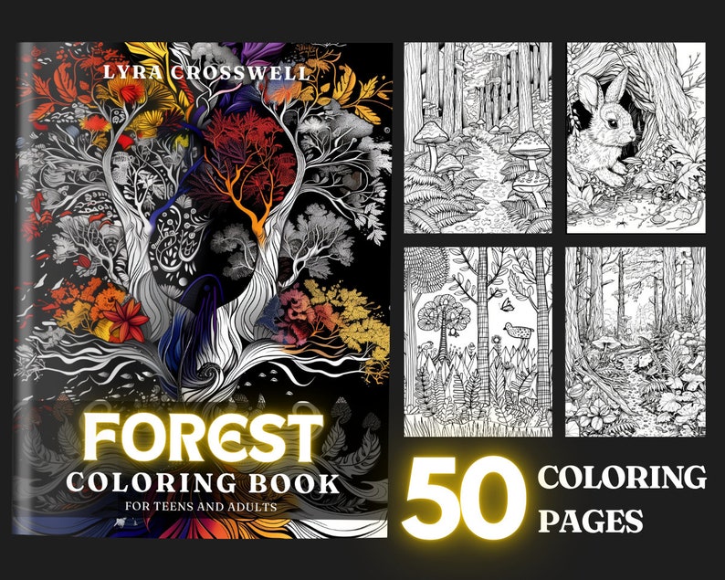 Forest Coloring Book - 50 Forest Coloring Pages for Adults & Teens ...