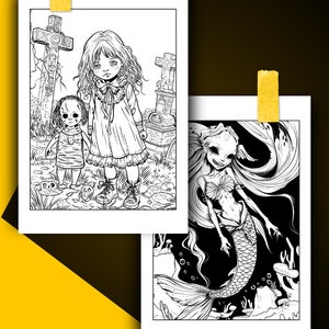 Cute and Creepy Coloring Book - 50 Cute and Creepy Coloring Pages for ...