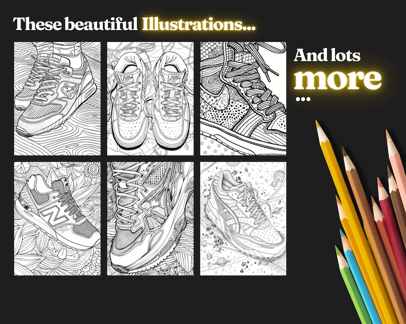 Sneaker Coloring Book: 50 Printable Pages for Adults & Teens (PDF ...