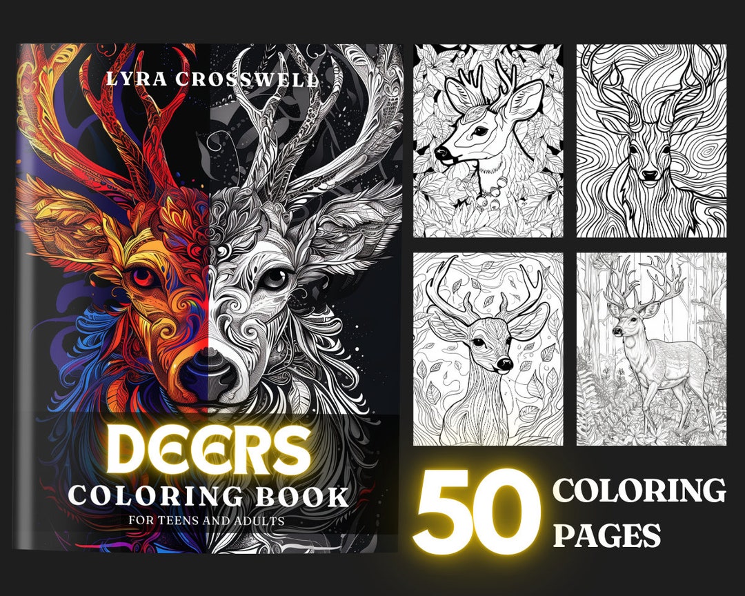Deer Coloring Book - 50 Deer Coloring Pages for Adults & Teens ...