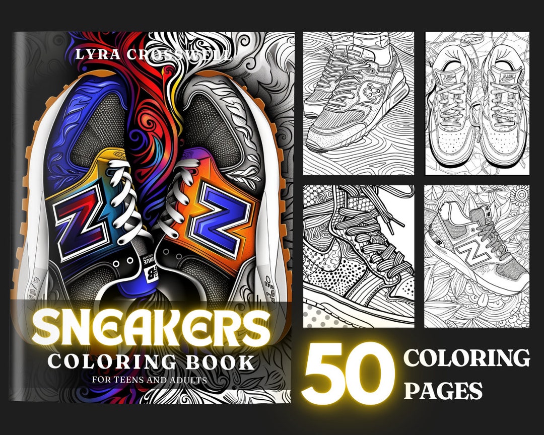 Sneaker Coloring Book: 50 Printable Pages for Adults & Teens (PDF ...