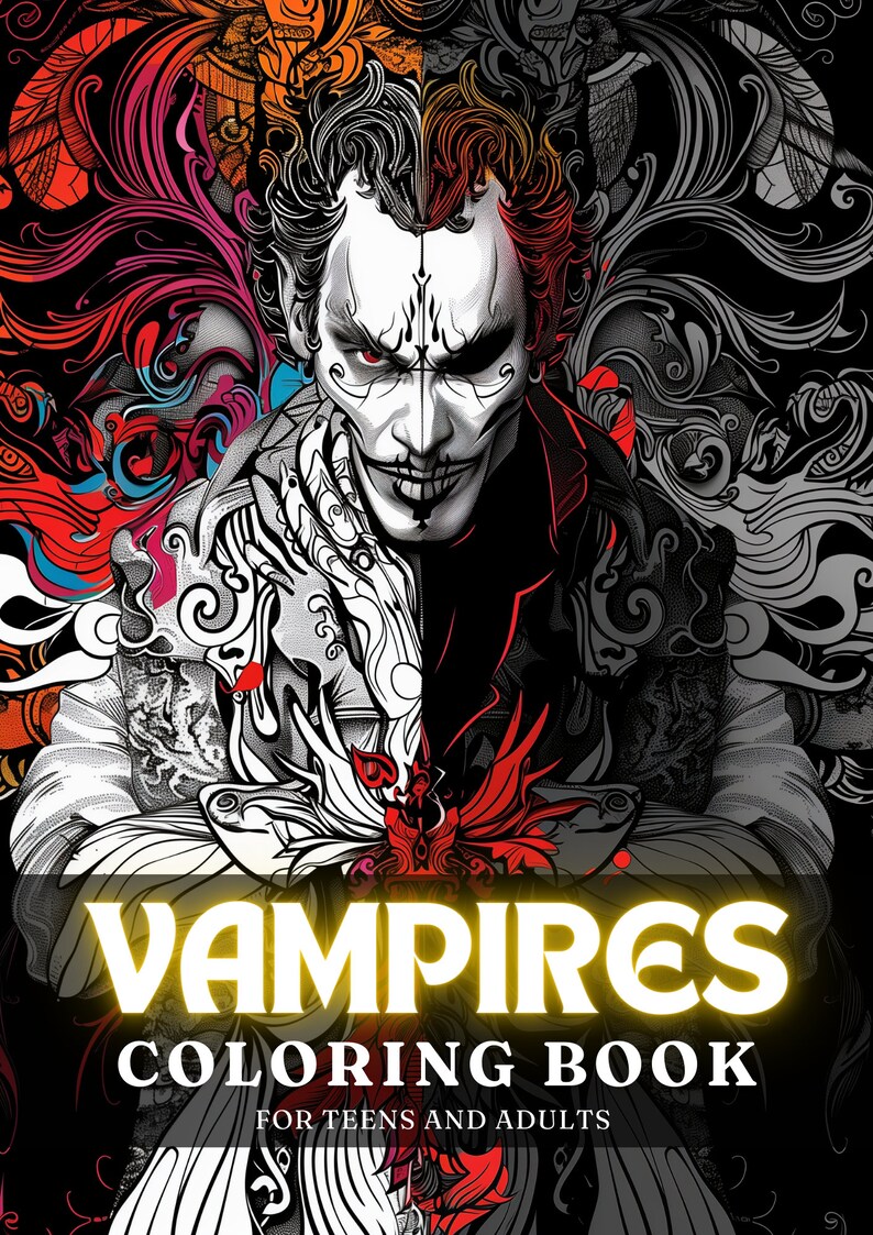 Vampire Coloring Book: 50 Gothic Illustrations (PDF Download) - Etsy