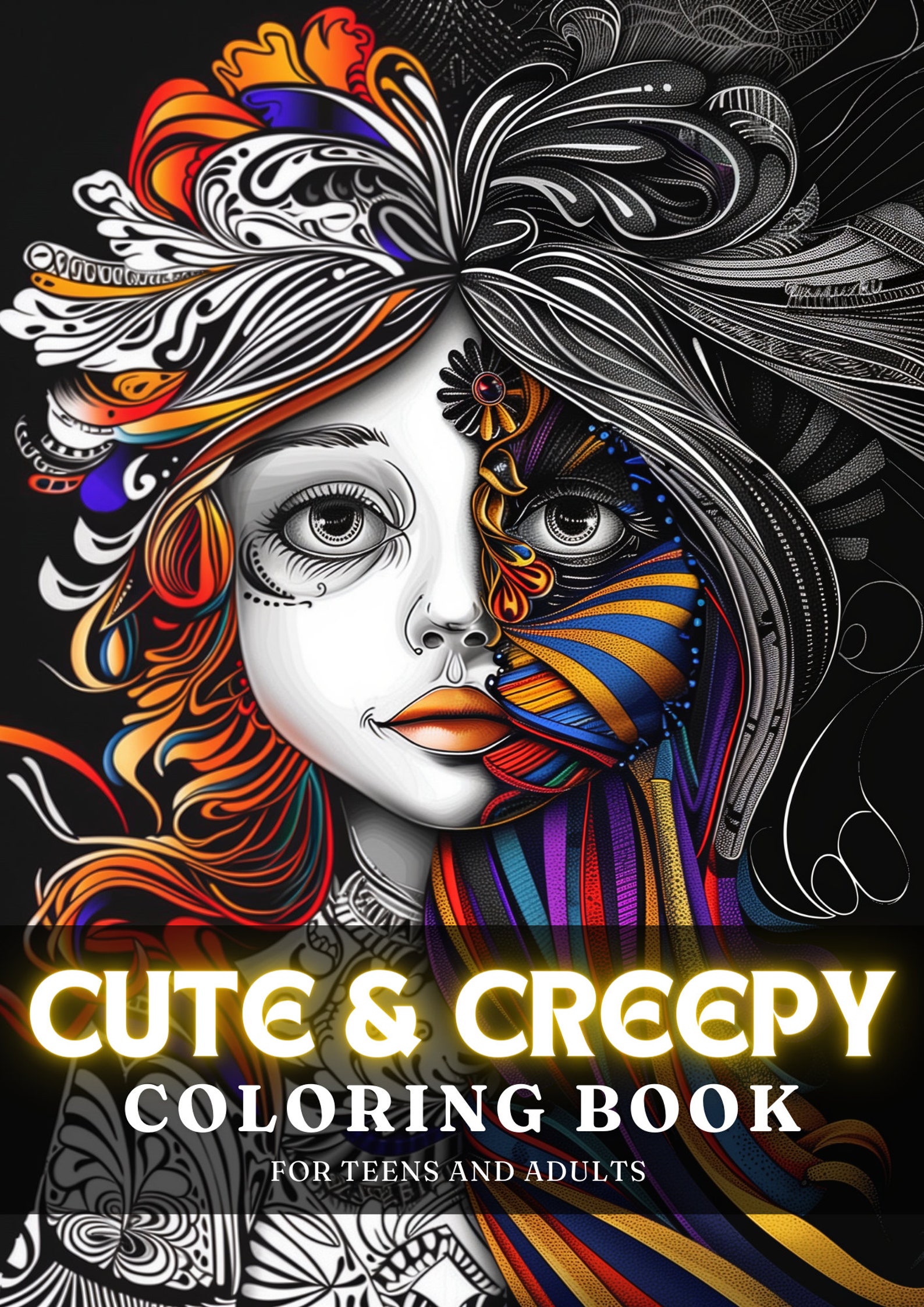 Cute and Creepy Coloring Book - 50 Cute and Creepy Coloring Pages for ...