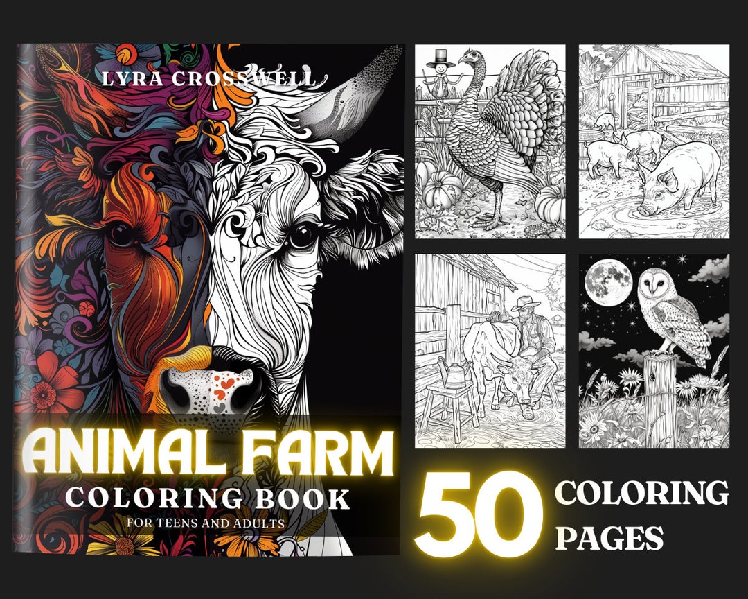 Animal Farm Coloring Book - 50 Farm Animals Coloring Pages for Adults ...