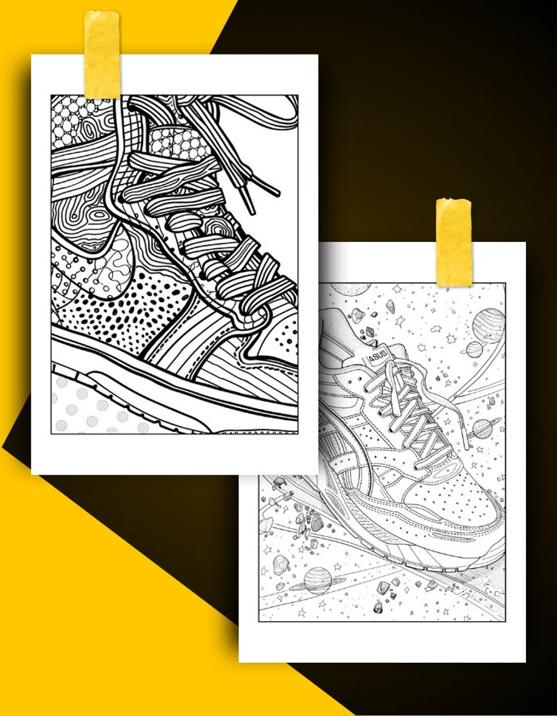 Sneaker Coloring Book: 50 Printable Pages for Adults & Teens (PDF ...