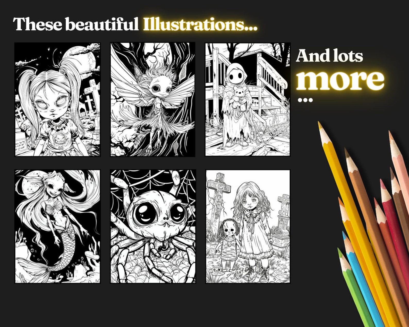 Cute and Creepy Coloring Book - 50 Cute and Creepy Coloring Pages for ...