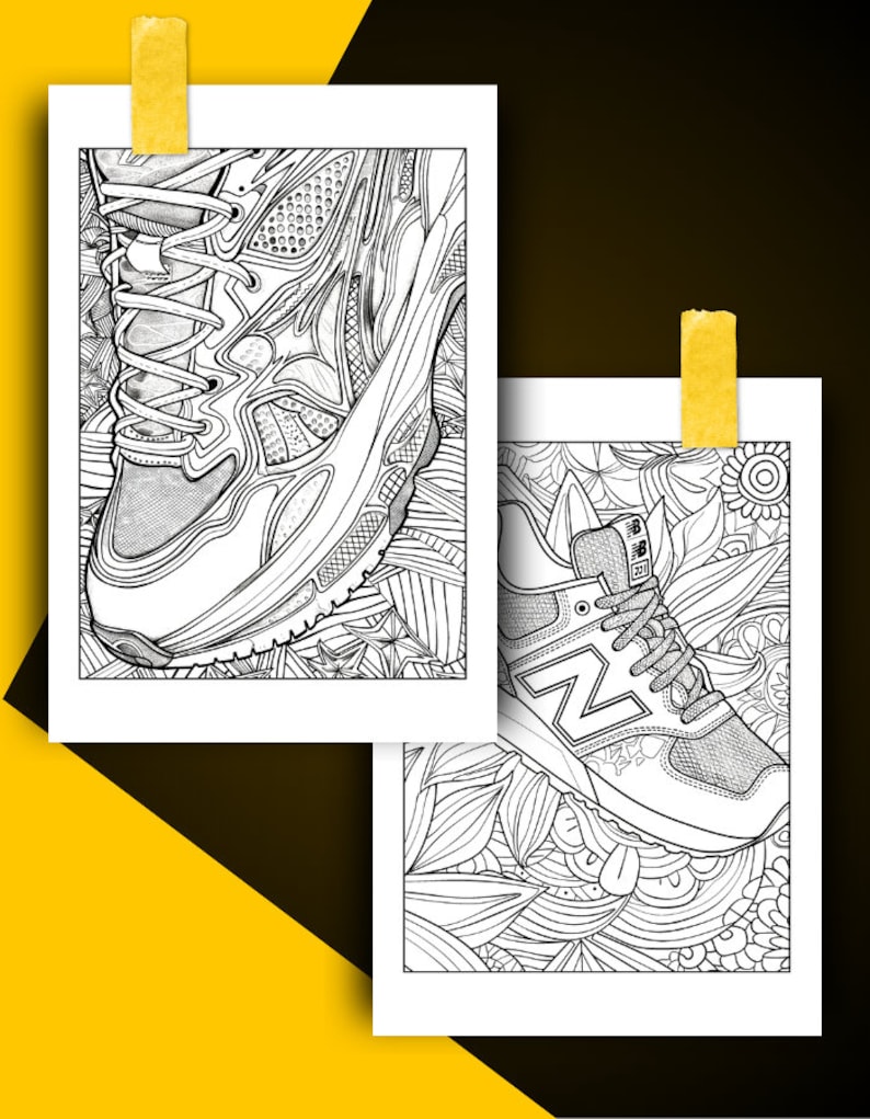 Sneaker Coloring Book: 50 Printable Pages for Adults & Teens (PDF ...