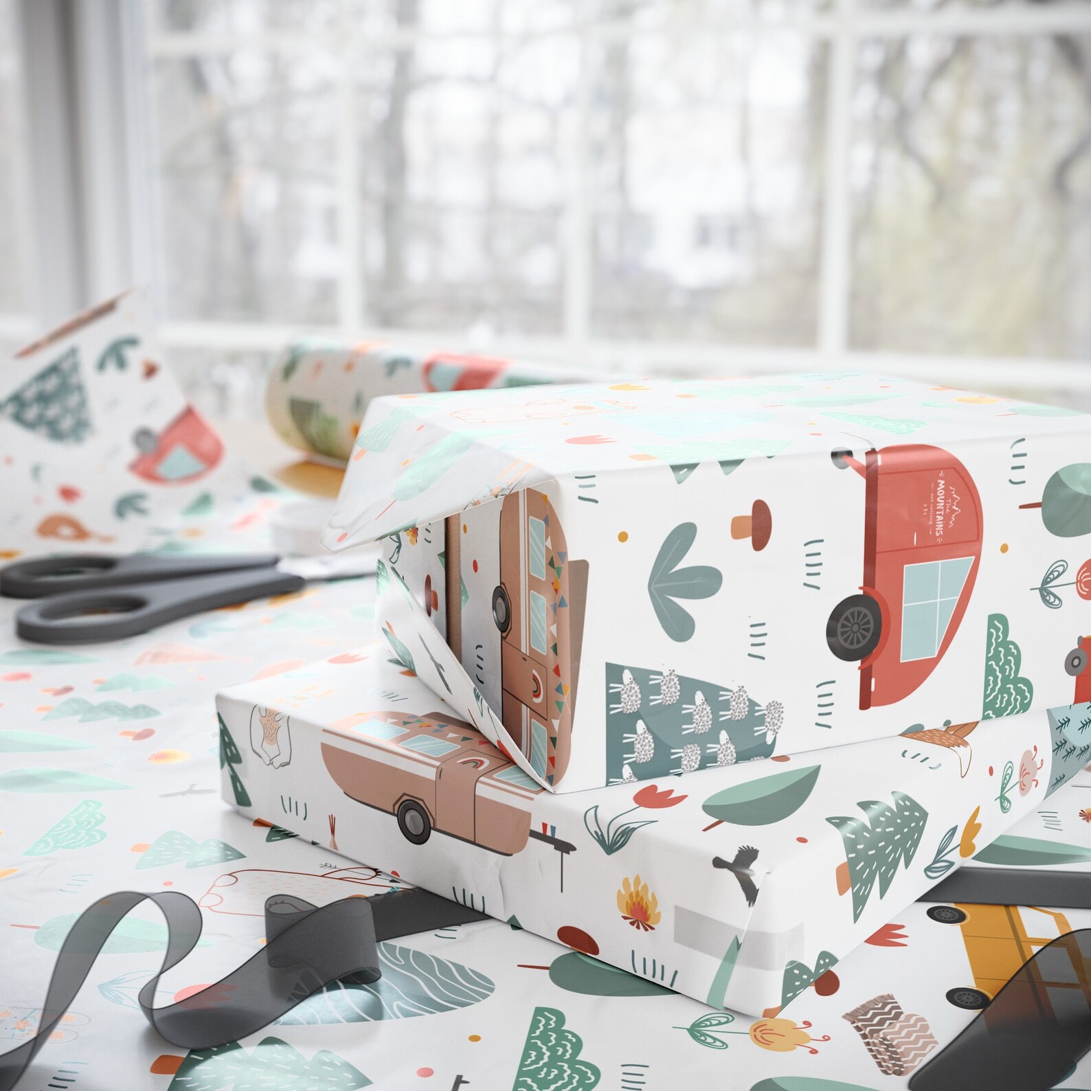 Adventure Wrapping Paper, Hiking Gift Wrap, Outdoor Lover Gift Wrap ...