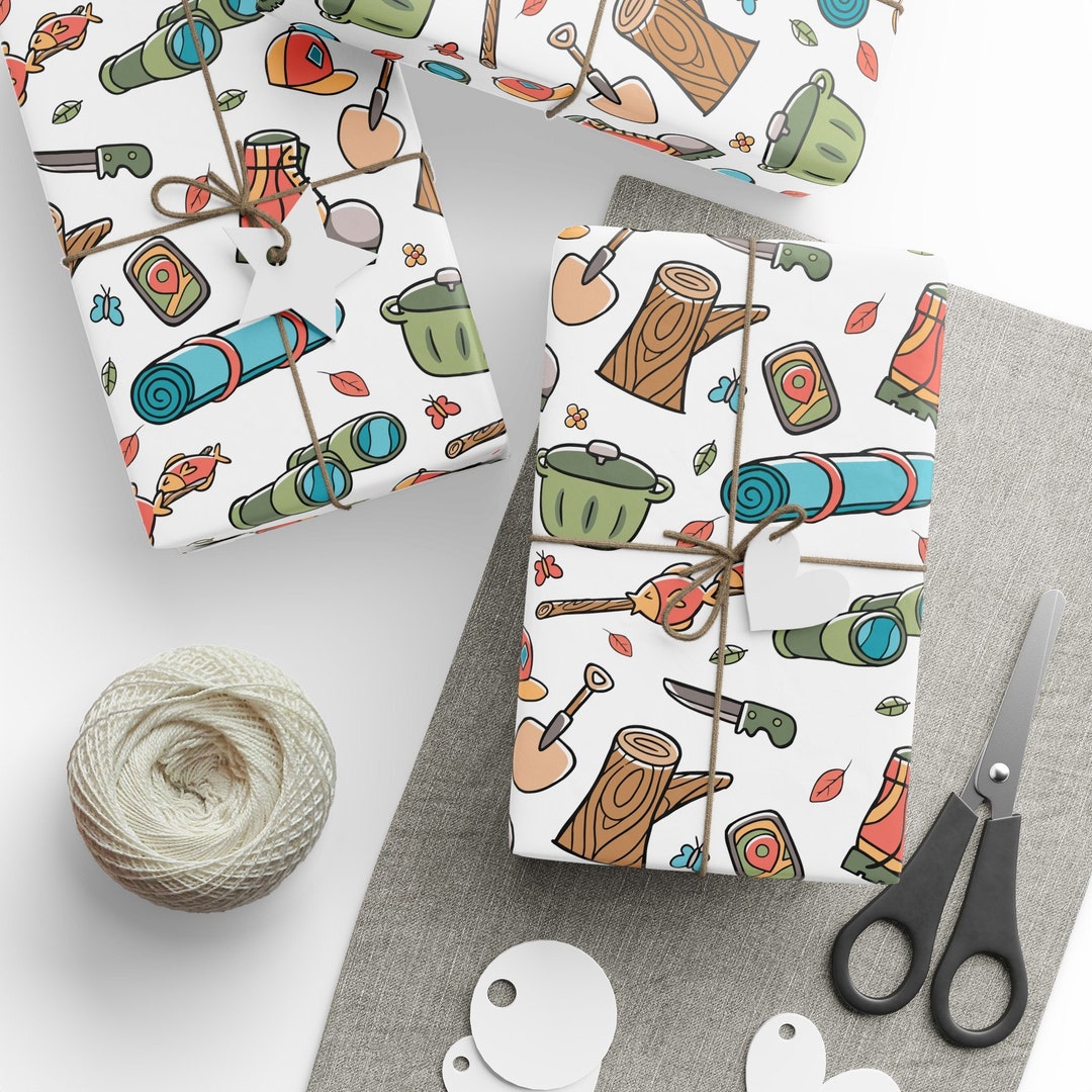 Hiking Adventure Gift Wrap, Hiking Gift Wrap, Outdoor Gift Wrap ...
