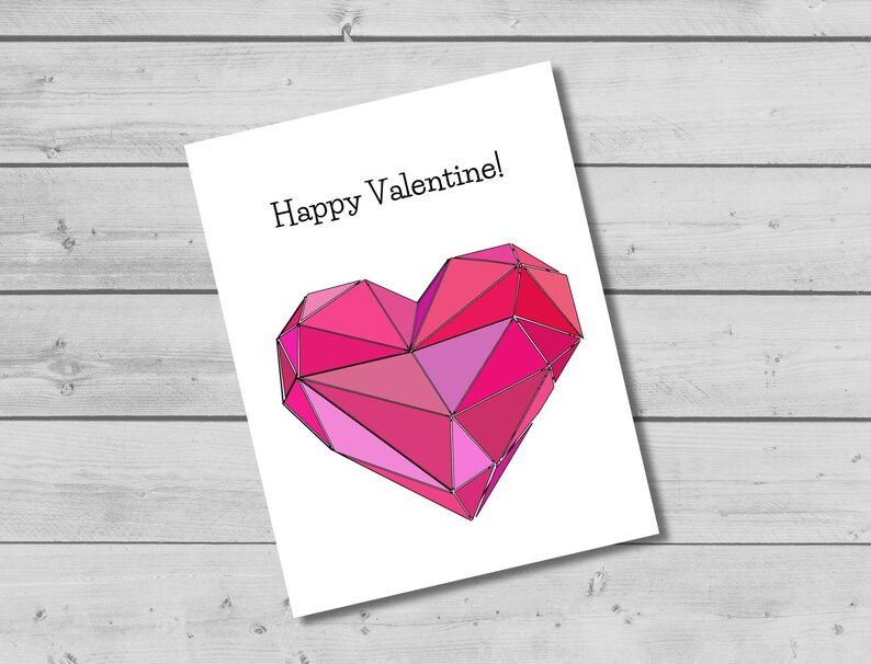 Heart Shape Paper Craft Printable Valentines Day Card Template Love ...