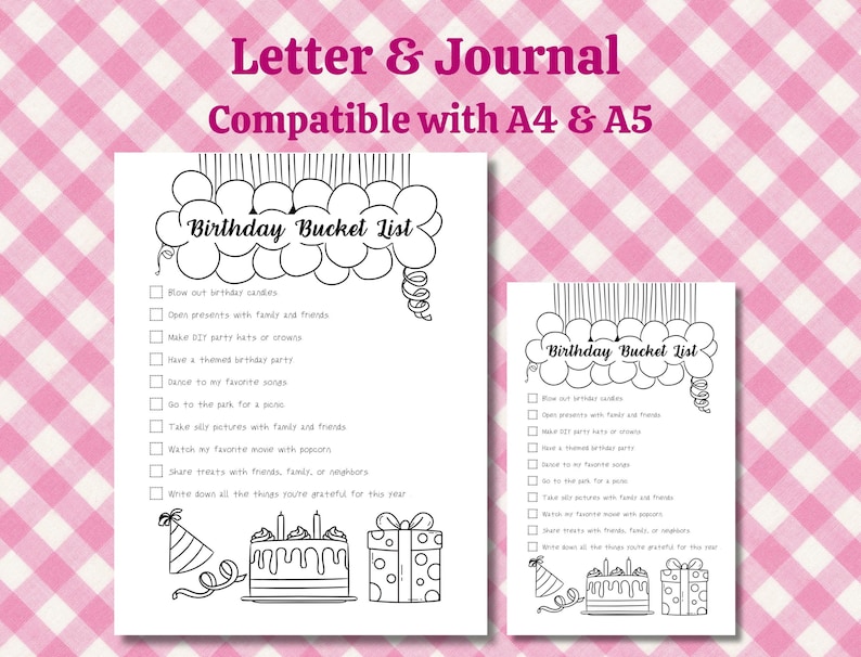 Birthday Bucket List for Girl Printable Party Checklist Template Indoor ...