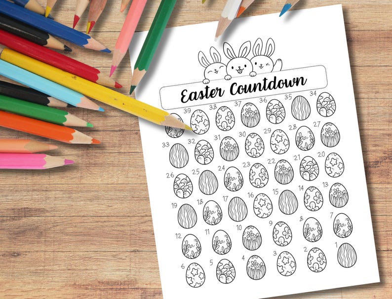 Easter Countdown for Kids Printable Calendar 30 Days Holiday Activity ...