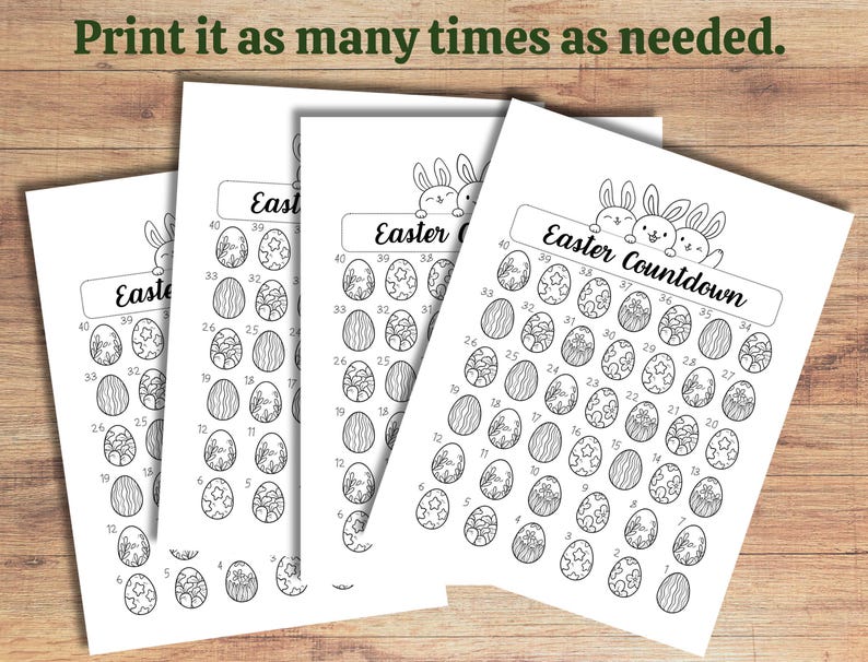 Easter Countdown for Kids Printable Calendar 30 Days Holiday Activity ...