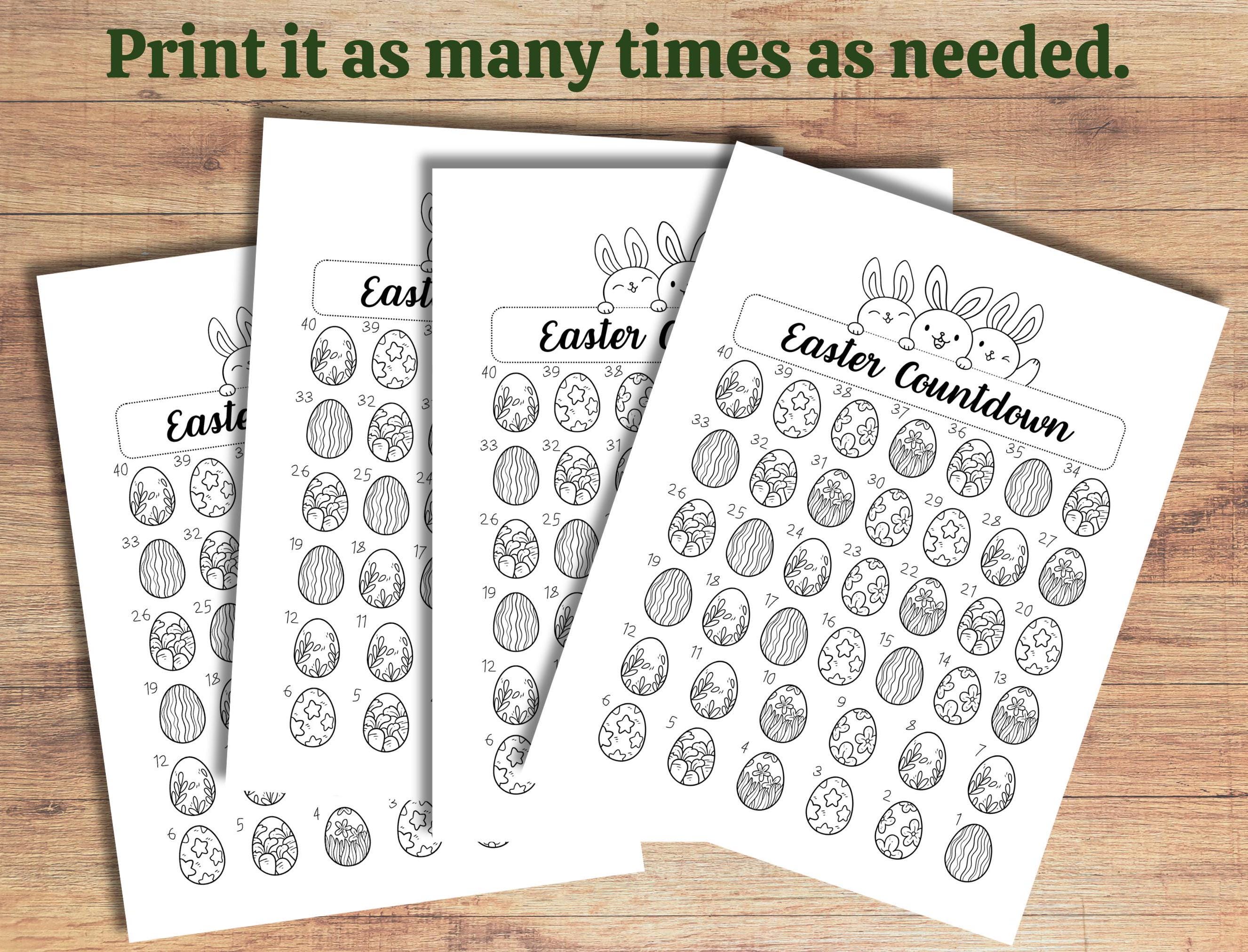 Easter Countdown for Kids Printable Calendar 30 Days Holiday Activity ...