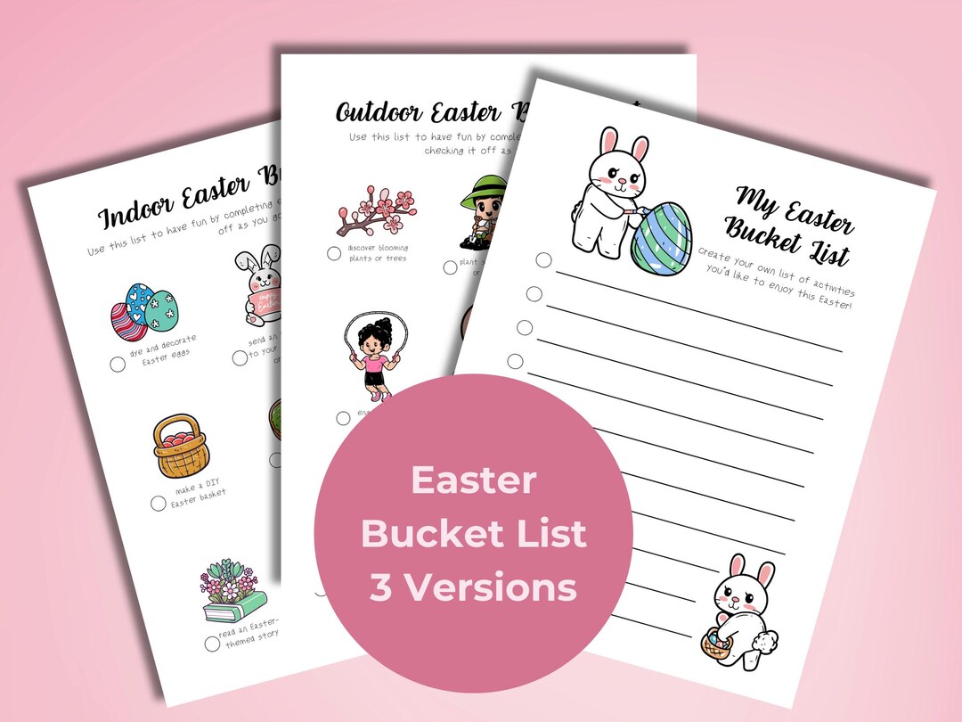 Easter Bucket List for Kids Printable Coloring Checklist for Family ...