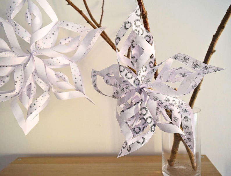 Christmas DIY Snowflake PDF Craft Kit 6 Designs in 2 Sizes Winter Paper ...