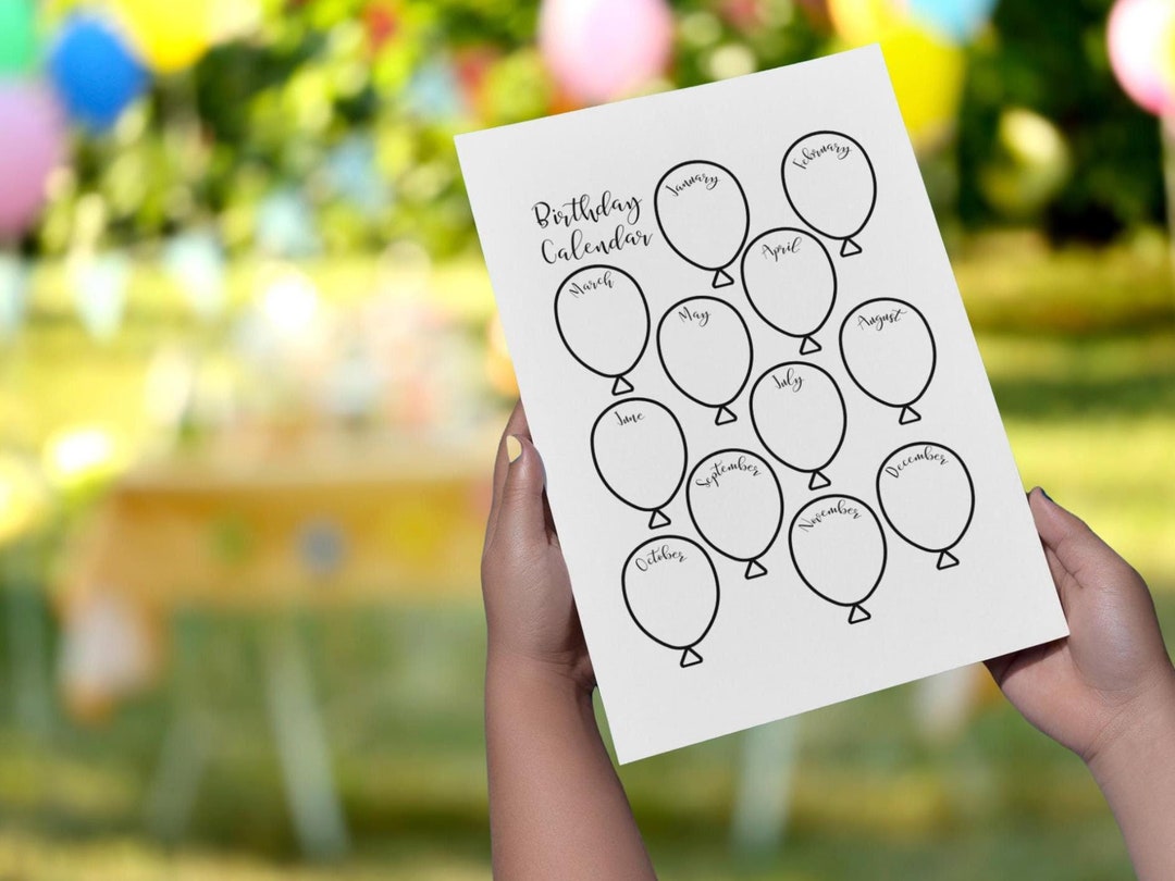 Printable Birthday Calendar, Cute Coloring PDF Anniversary Tracker ...