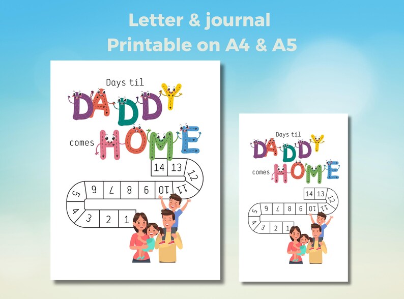 Daddy Comes Home Countdown for Kids Printable Calendar Wait for Dad PDF ...