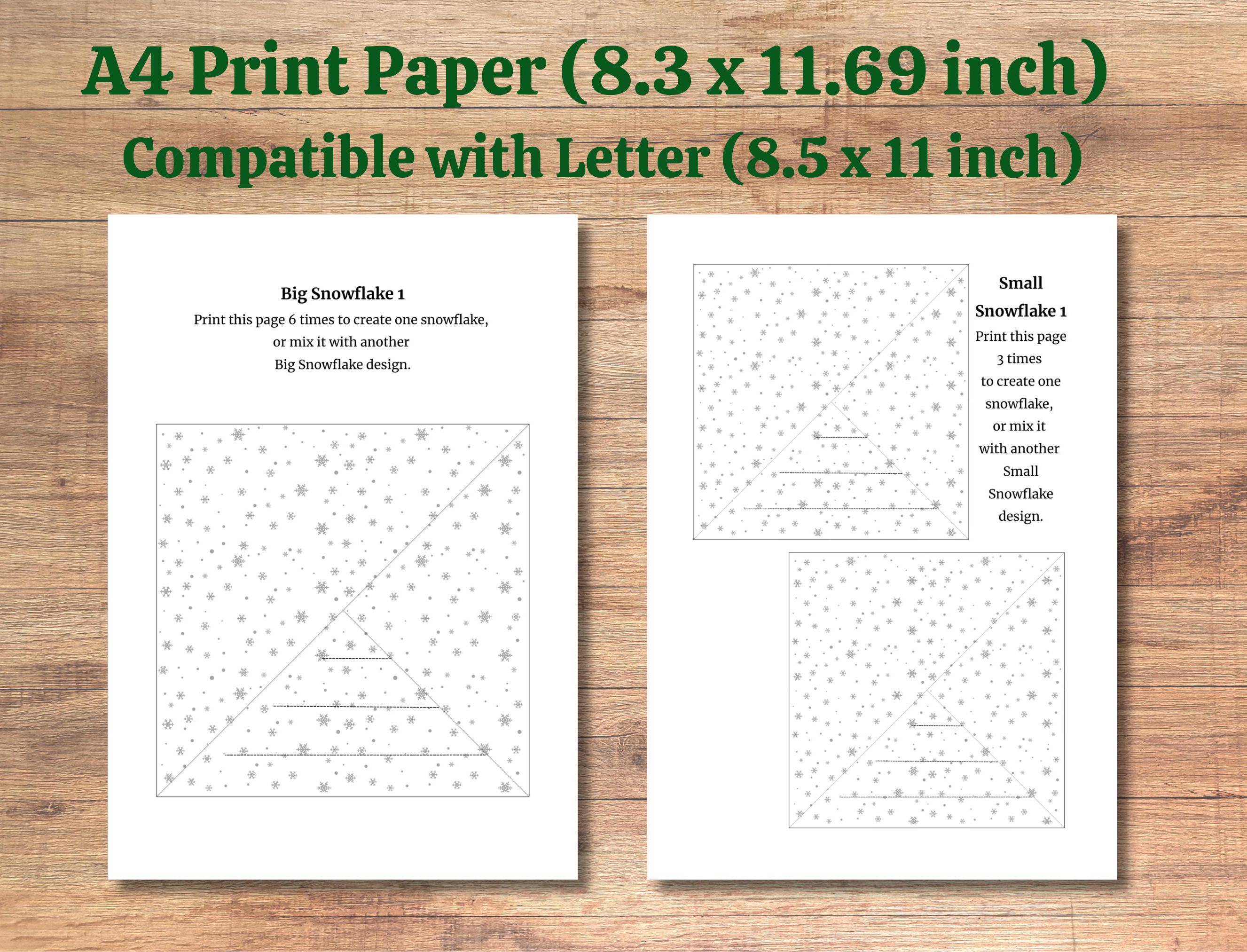 Christmas DIY Snowflake PDF Craft Kit 6 Designs in 2 Sizes Winter Paper ...