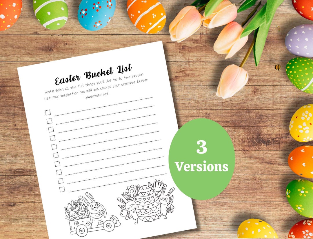 Easter Bucket List Template Printable PDF Coloring Indoor Activity ...