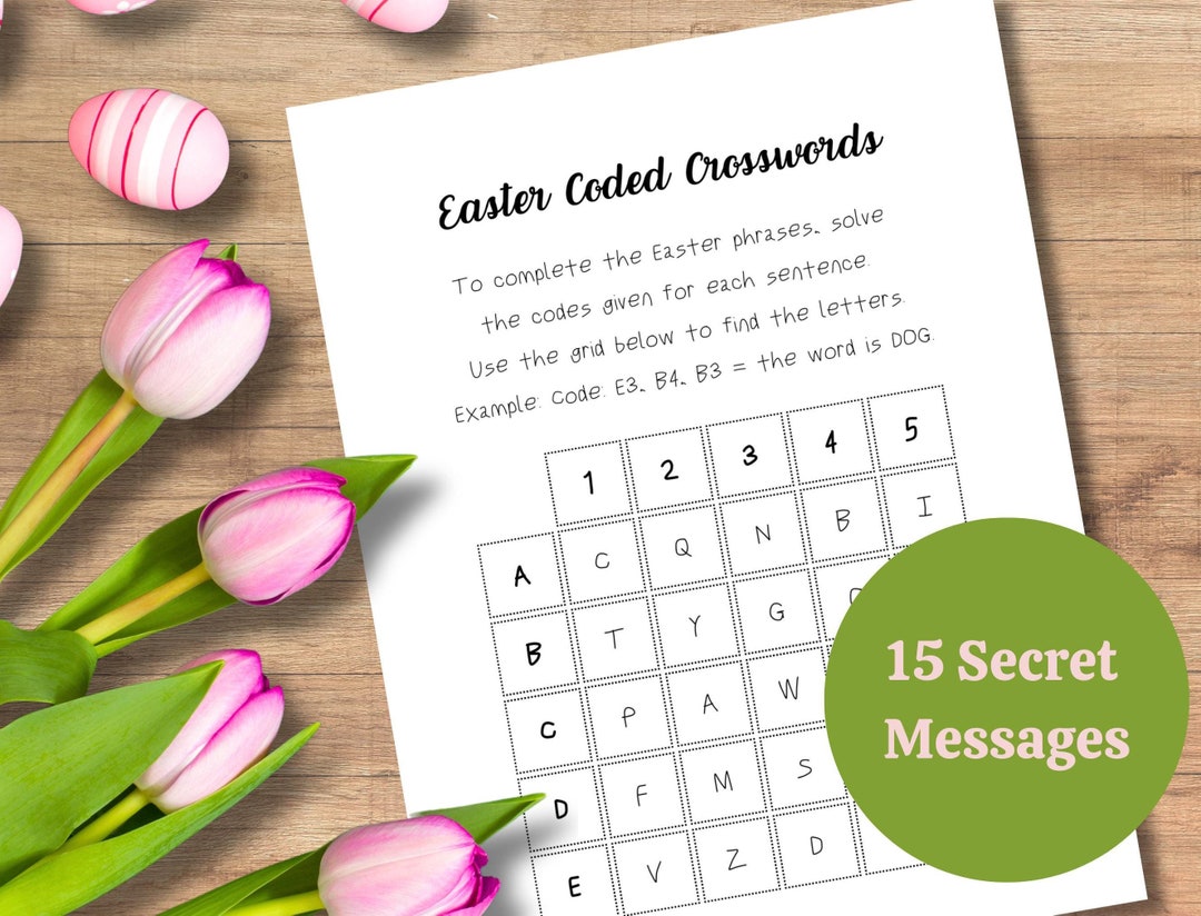 Coded Crosswords for Kids Printable Easter Activity Decode Secret ...