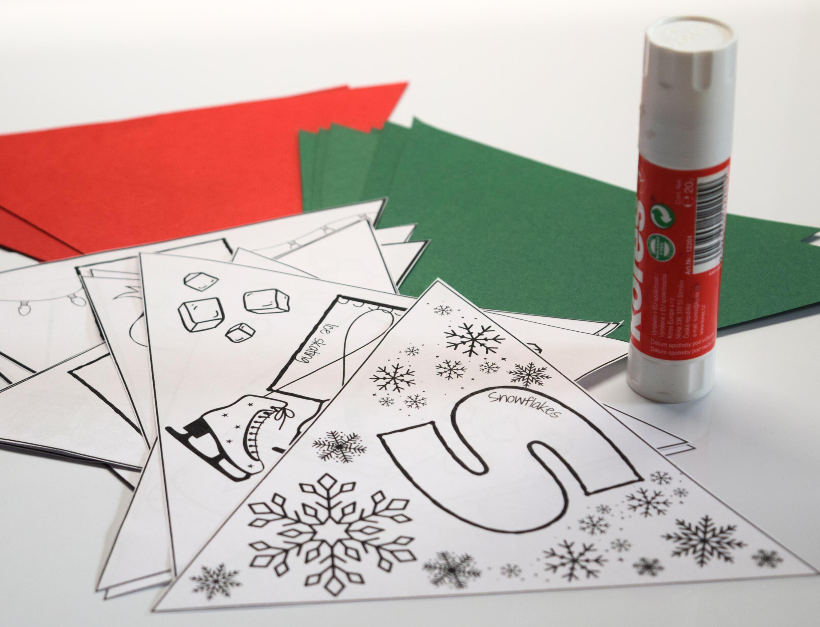 Printable DIY Christmas Garland Holiday Wallbanner, Advent Paper Craft ...