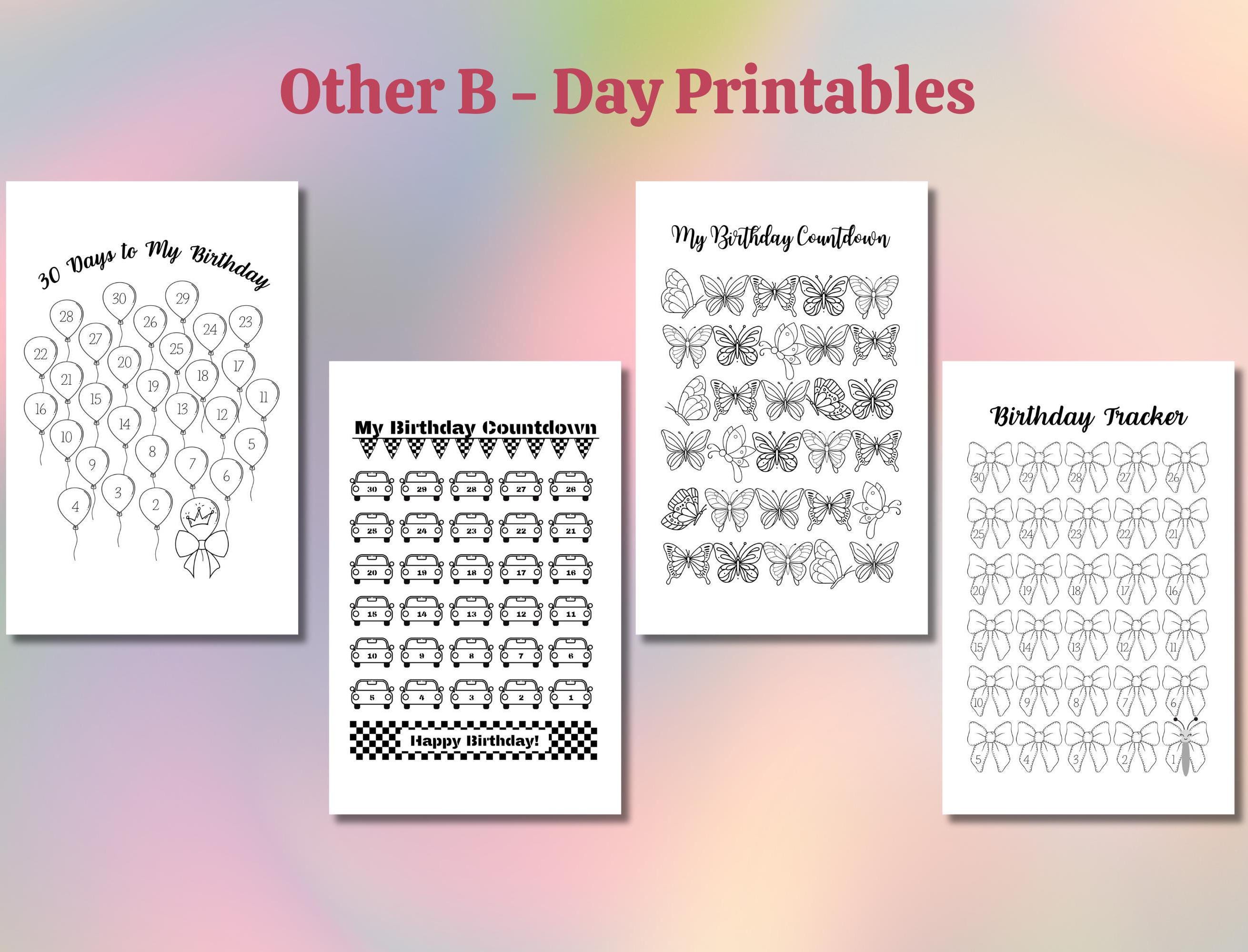 Cupcake Birthday Countdown for Kids Printable 10 Days Calendar Cut off ...