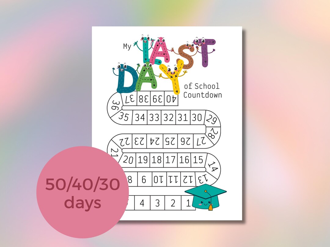 Last Day of School Countdown for Kids Printable Summer Break Planner ...