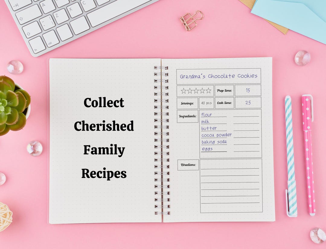 DIY Recipe Book Journal Page Cooking Diary Notion Template Blank PDF ...