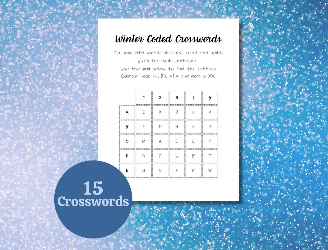 Winter Coded Crosswords Printable to Do Indoor Activity Kids Holiday ...
