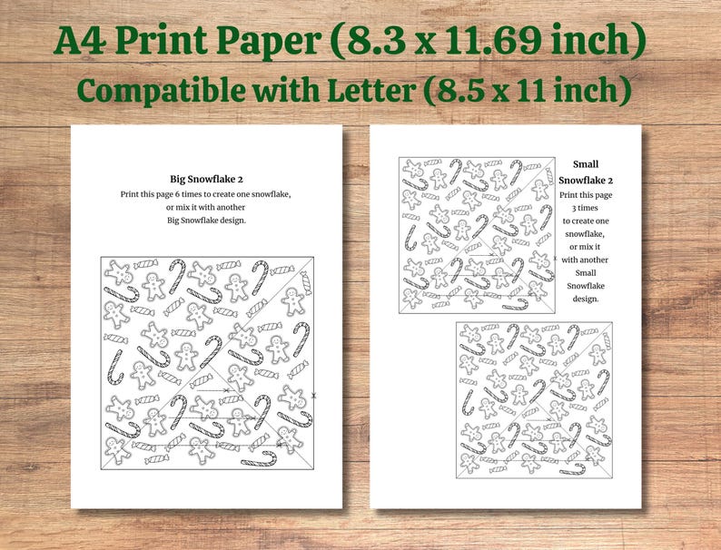 Christmas DIY Snowflake PDF Craft Kit 6 Fun Designs, Digital PDF A4 ...