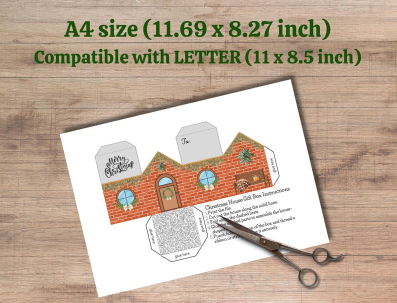 DIY Gift Box Template Printable Christmas House Design Paper Craft ...