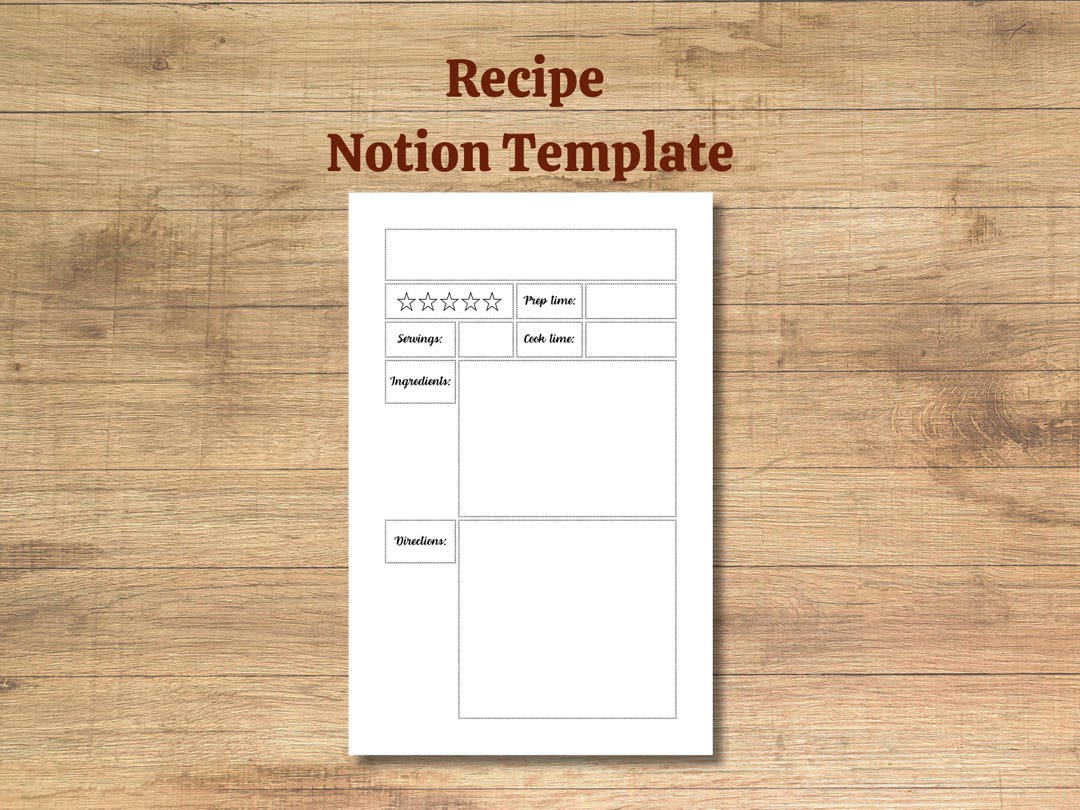 Printable Recipe Notion Template, Blank Cooking Diary Insert, Family ...