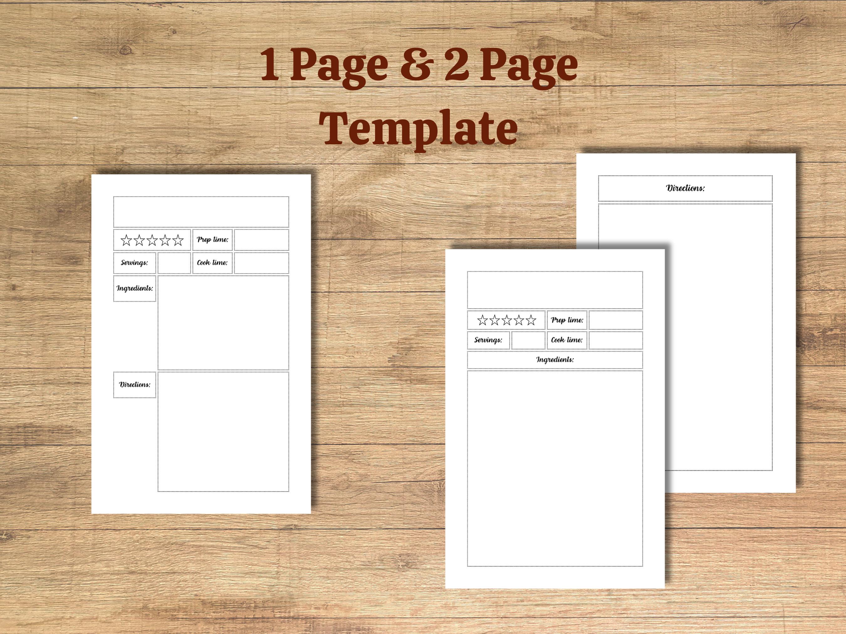 Printable Recipe Notion Template, Blank Cooking Diary Insert, Family ...
