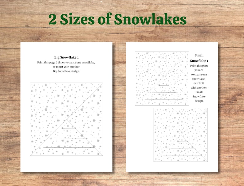 Christmas DIY Snowflake PDF Craft Kit 6 Designs in 2 Sizes Winter Paper ...