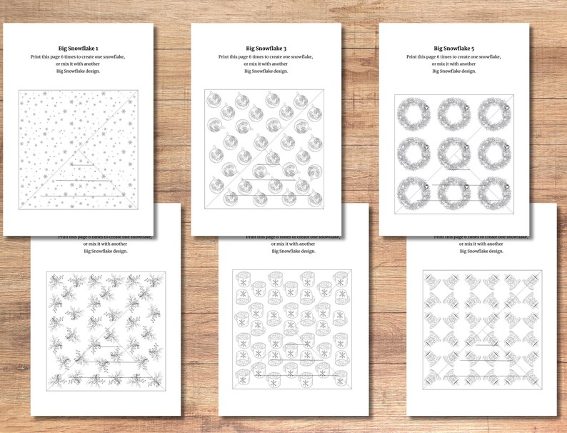 Christmas DIY Snowflake PDF Craft Kit 6 Designs in 2 Sizes Winter Paper ...