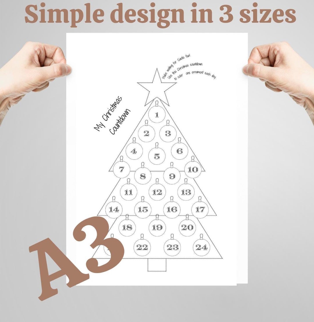 Advent Calendar for Kids Printable Tree Shape Coloring Christmas ...