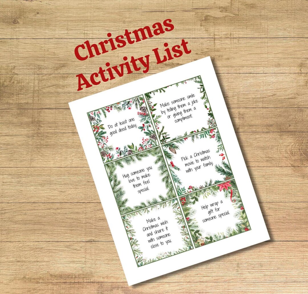 Printable Christmas Countdown, Color Activity List, Cute Design PDF 24 ...