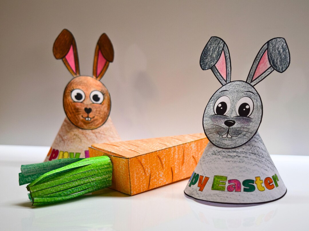 Easter Paper Craft Bundle Printable Set for Kids Bunny Coloring Project ...