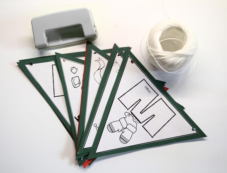 Printable DIY Christmas Garland Holiday Wallbanner, Advent Paper Craft ...