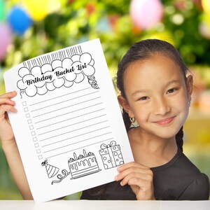 Birthday Bucket List for Girl Printable Party Checklist Template Indoor ...