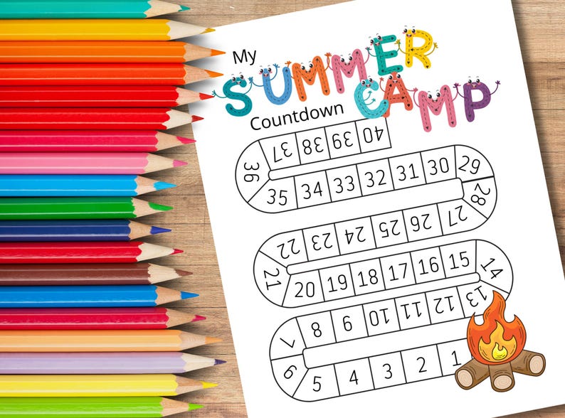 Summer Camp Countdown for Kids Printable Vacation Activity Calendar PDF ...