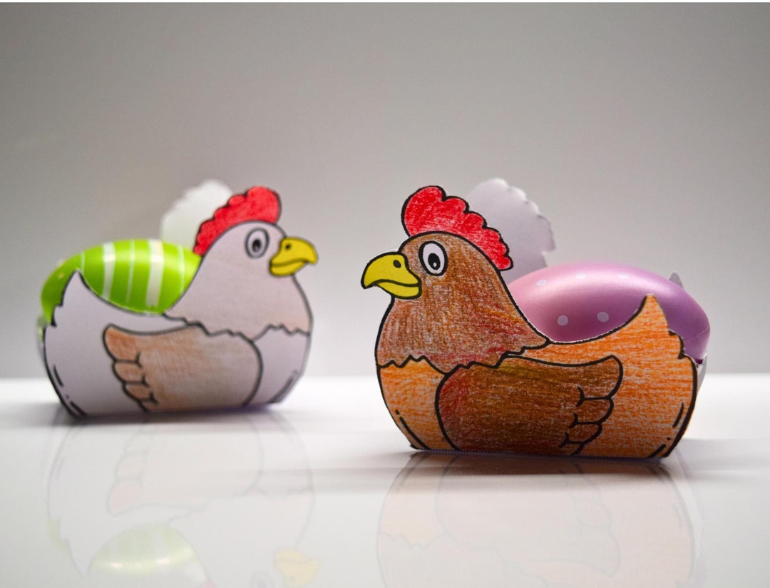 Easter Egg Holder Printable Template Paper Craft for Kids Coloring DIY ...